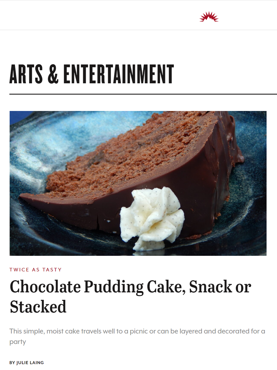 Chocolate Pudding Cake, Snack or Stacked – Twice as Tasty